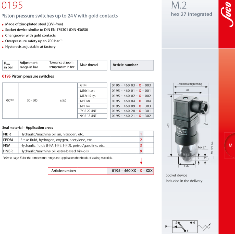 SUCO苏克0166压力开关0180油压开关0184压力控制器0163 0164 0166膜片压力开关 0167 0168 0169压力继电器 ...