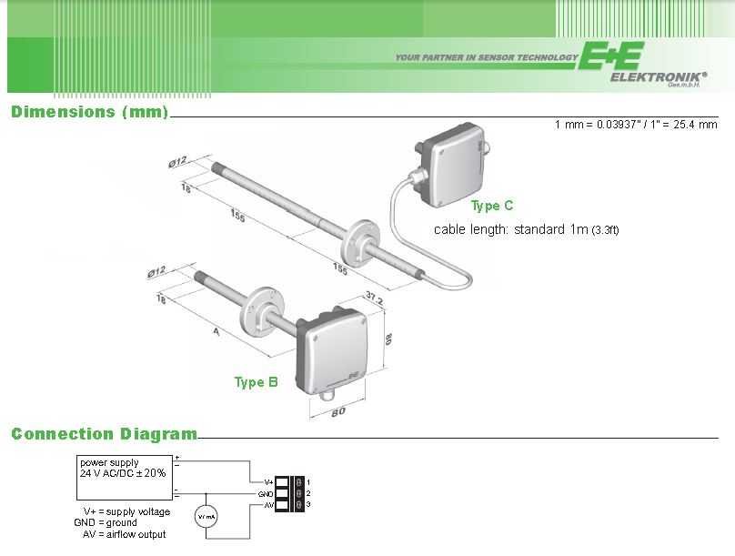 奥地利E+E益加义EE75-VTB325C12/BN-V06-T02风速传感器EE650-V7xBFxxM，EE650-VB5风速仪EE671-V2xESx，EE660-T3A7L30风速变送 ...