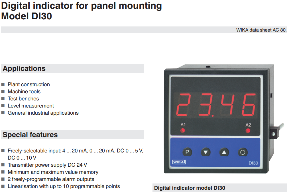 苏州知非代理WIKA威卡DI10/DI25/DI30/DI35/DI32-1多功能数显仪DIH10/DIH10-EX集成数显模块接线盒 ...