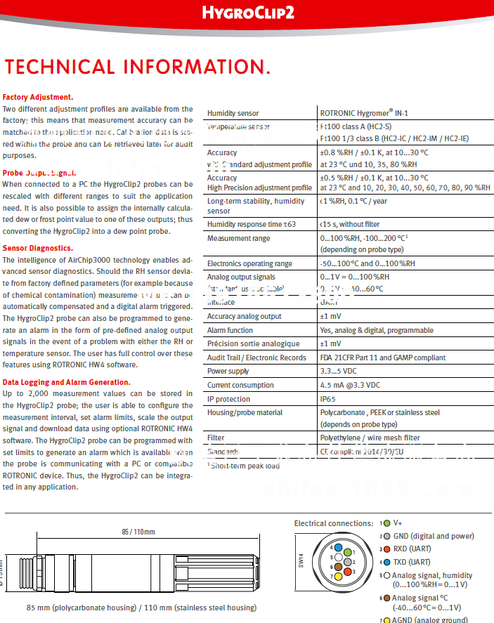 苏州知非优势供应瑞士ROTRONIC罗卓尼克HF532-WB1XD1XX+HC2A高温探头HF320-WB3温湿度传感器Hygrolog HL ...