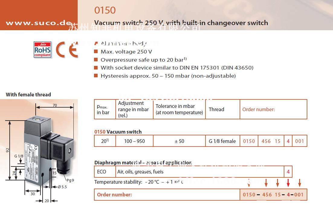 德国苏克SUCO压力变送器0720-16103-B-001压力传感器0720-16141-B-001现货HP1000/HP1100 ...