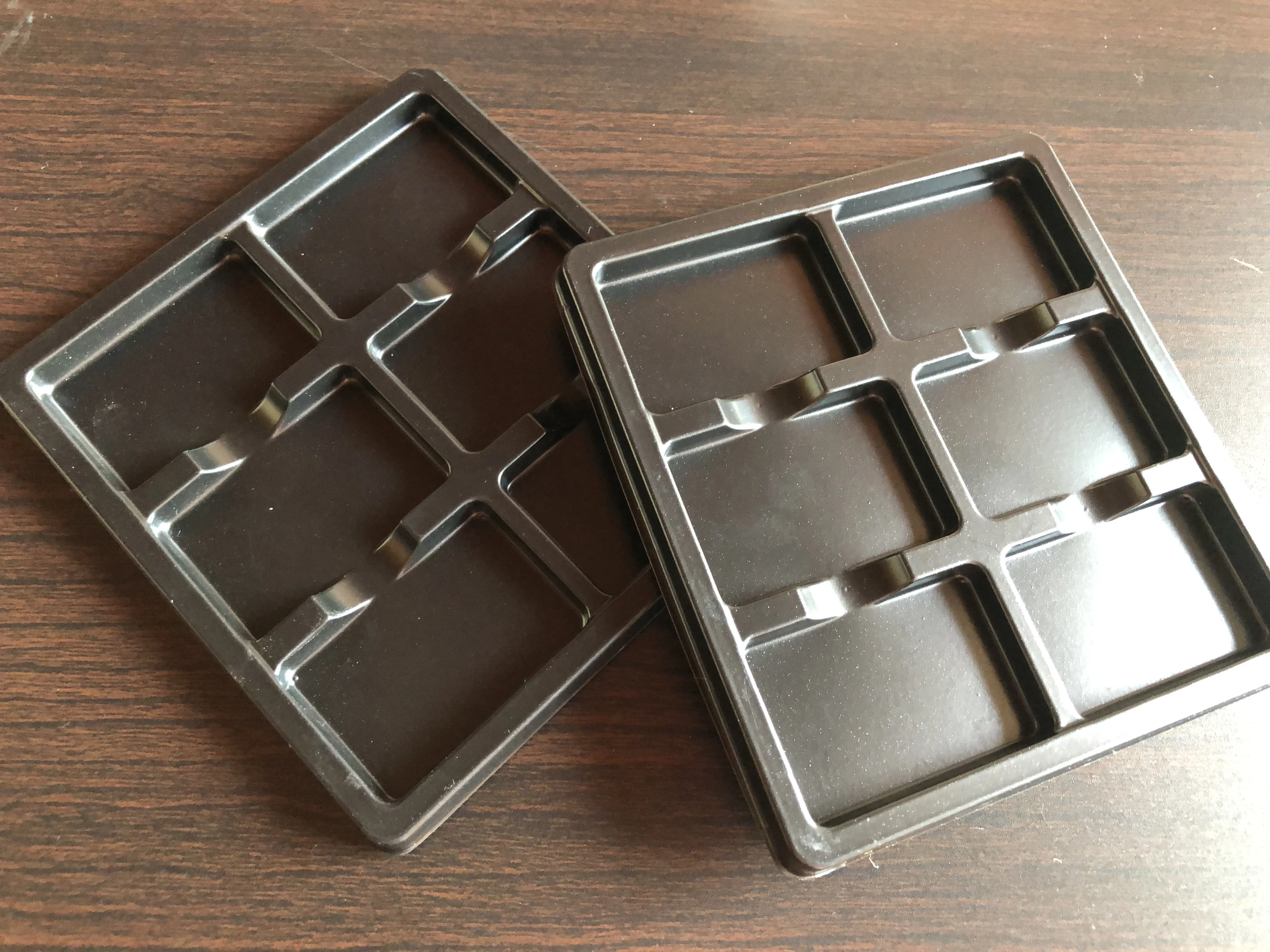 Rectangle Chocolate Cookie Biscuits Blister Tray Black 6-Cavity