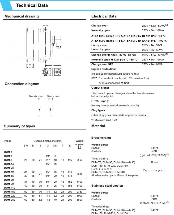 苏州知非机电代理销售德国MEISTER流量开关DKG-1/8水流开关DKME-1/40 G1流量传感器RVO/U-2/8 G1/2现货批发