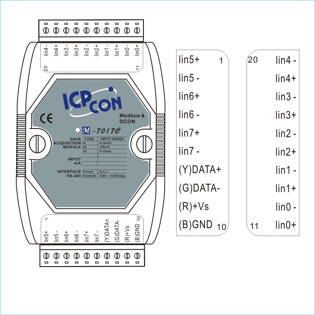 泓格模块_ICPCON_M-7017C_模拟量输入_泓格总代理商_上海栎帛电子科技科技有限公司
