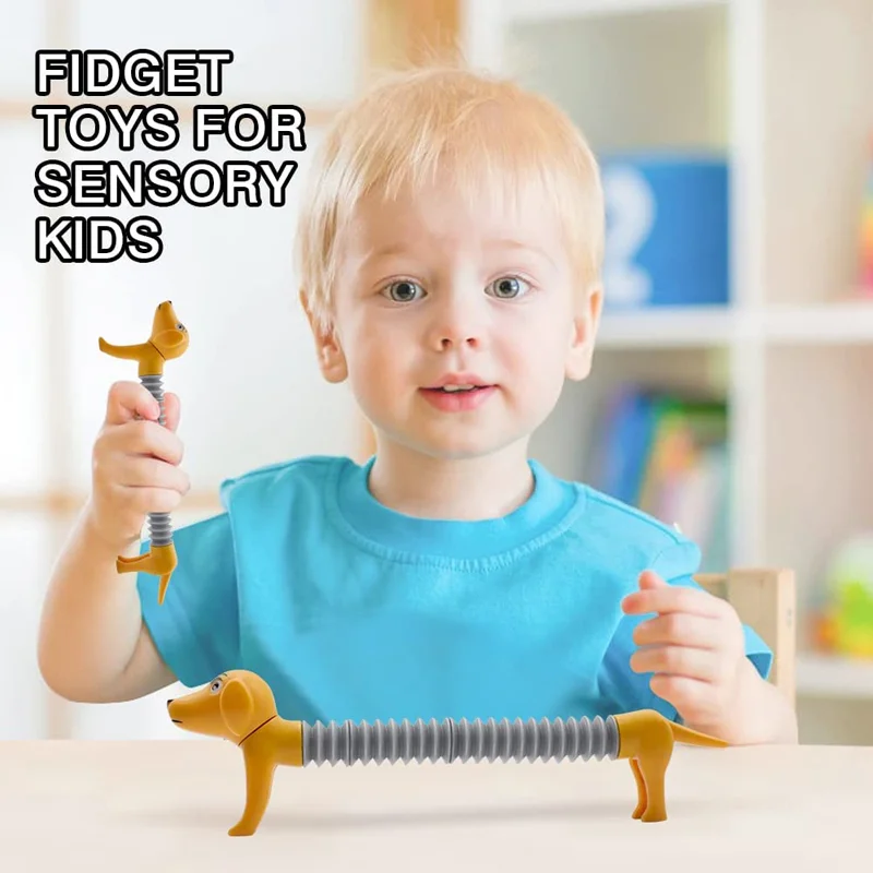 Pop Tube For Kids Sensory Spring Stretch Dog 2 Pack Flexible Sound ...