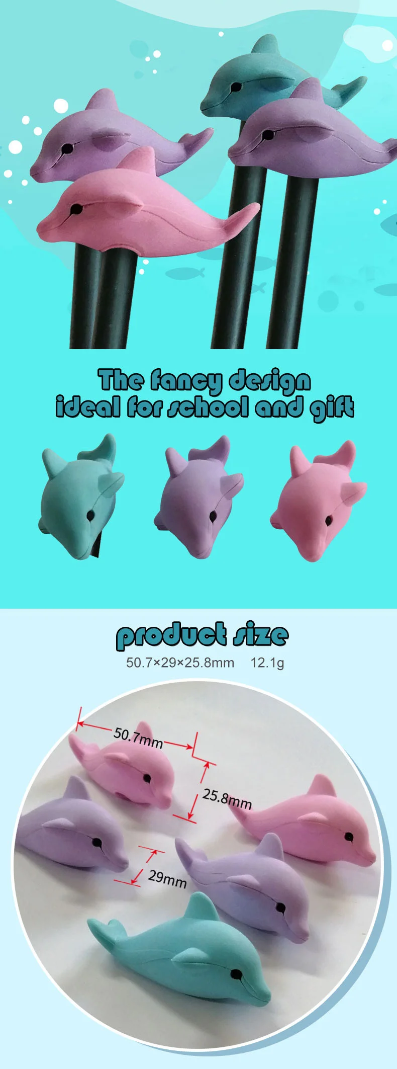 Dolphin Eraser-Dolphin Topper Eraser-Factory-Seller-Exporter