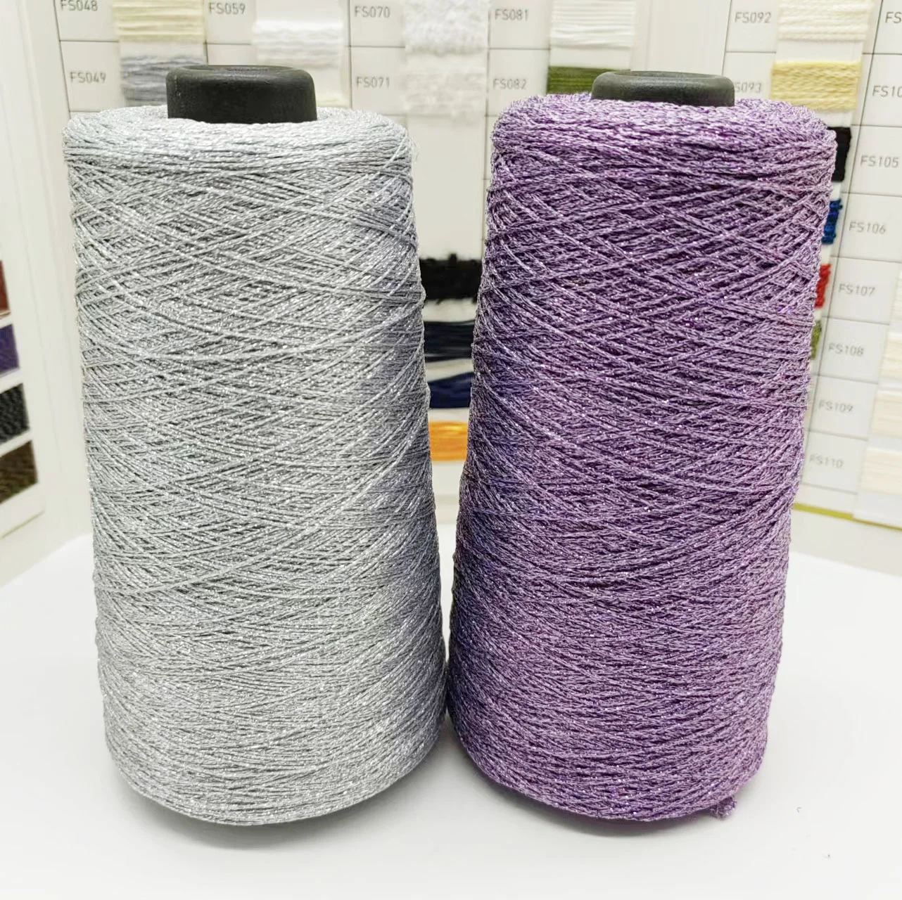 Fancy Metallic yarn Crochet Knitting Threads Silver Color braided ...