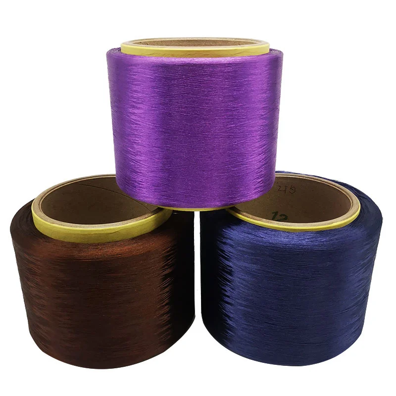 100% Polyester FDY filament twisted Yarn 150D/48f/2ply S+Z Polyester dyed color Yarn for ...