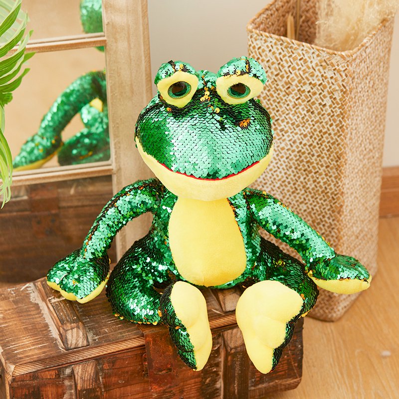 CozyWorld潮流翻转亮片玩具青蛙公仔玩偶毛绒玩具动物生日礼物男