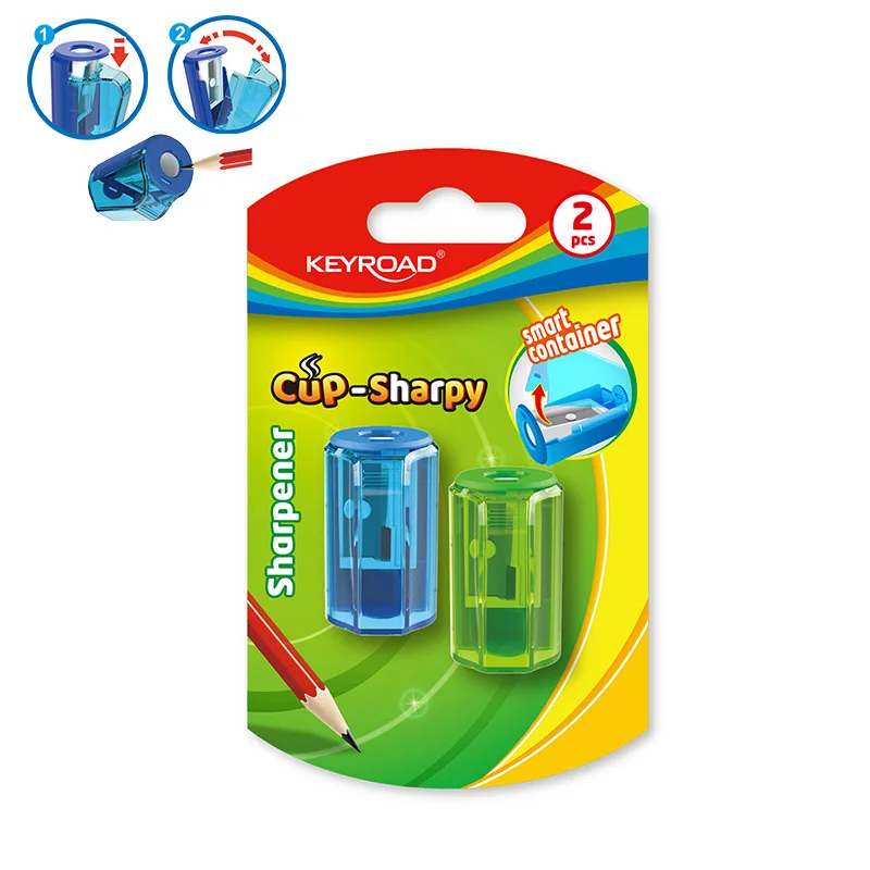 ABS-PS-Easy-Grip Sharpener With Trash Bin Container-2 Hole