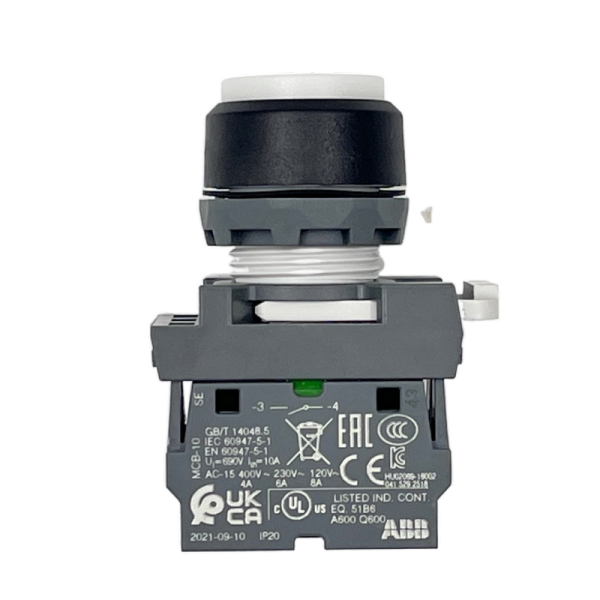 IRC5 完整白色马达上电按钮带灯MLBL-01W_佛山超仁机器人科技有限公司