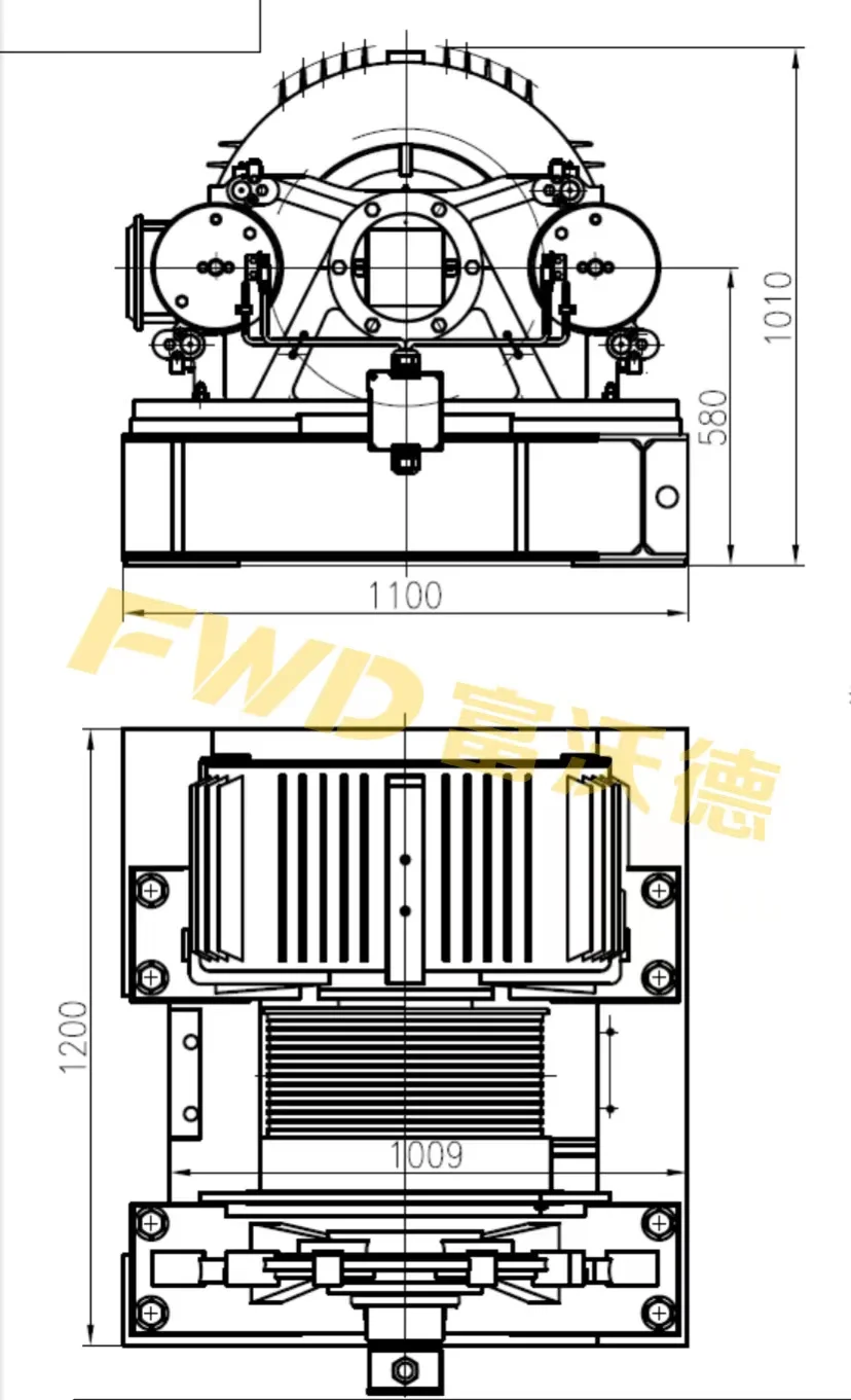 Single Wrap Gearless Traction Machine Exporter-Large Rated Load-Forvorda