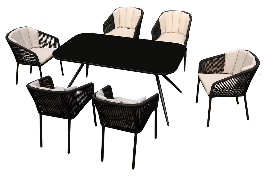 Rope Garden Dining Set-6 Seater-Manufacturer-Supplier