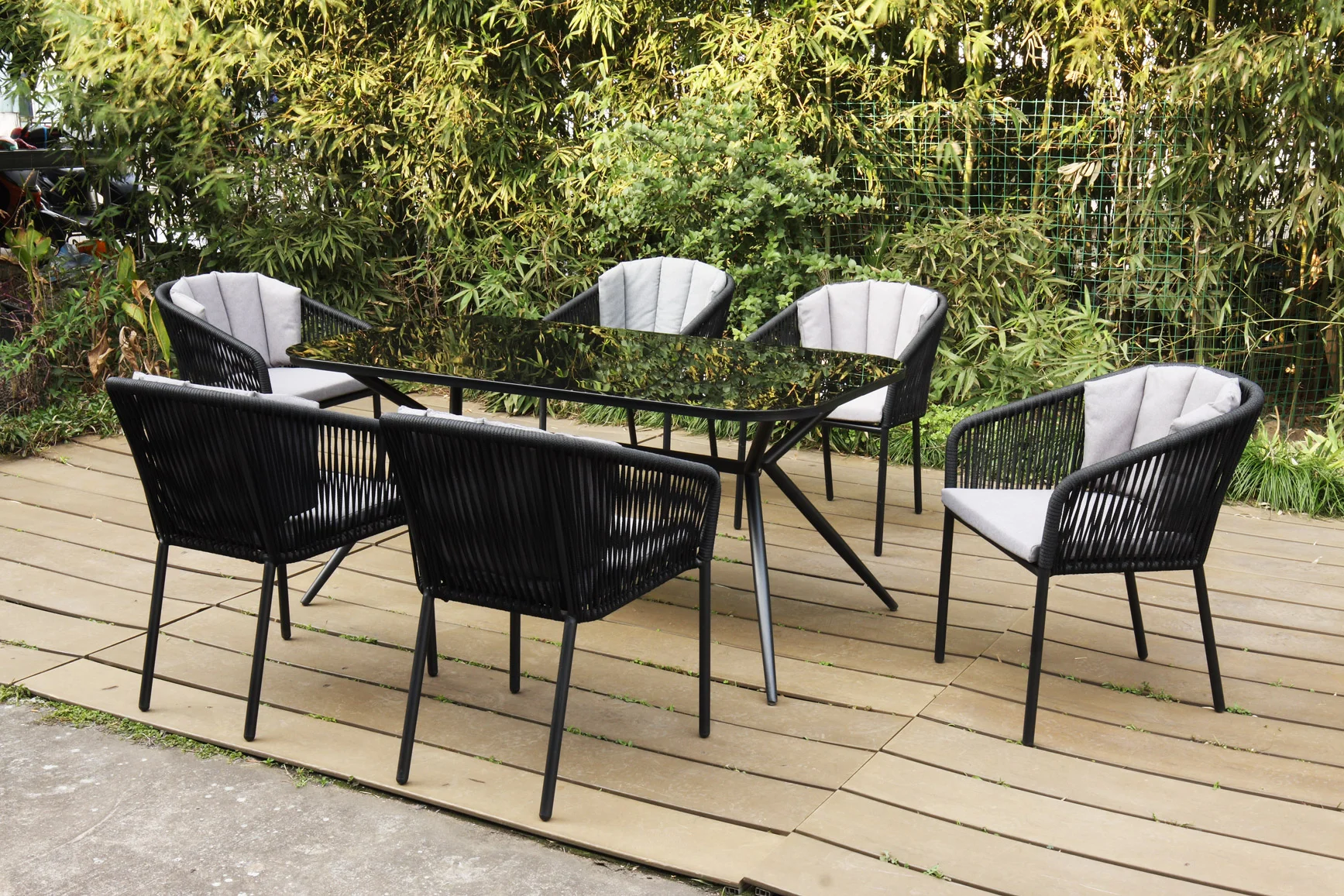 Rope Garden Dining Set-6 Seater-Manufacturer-Supplier