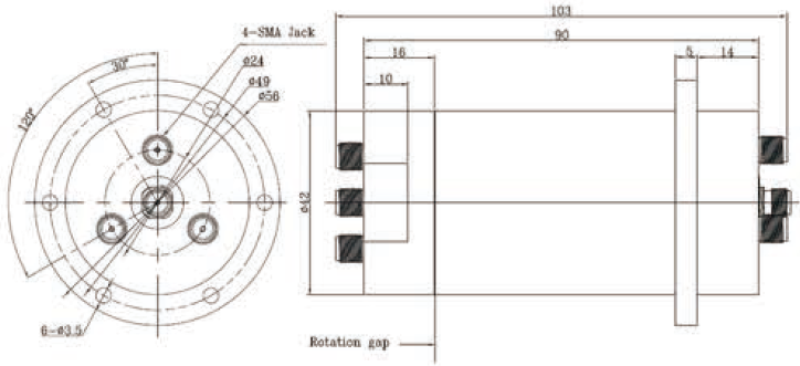 RJ04-400001型 DC-4GHz四通道同轴旋转关节-上海冉文光电科技有限公司