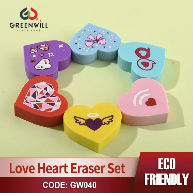 Love Heart Gift Eraser Wholesaler-Greenwill Stationery