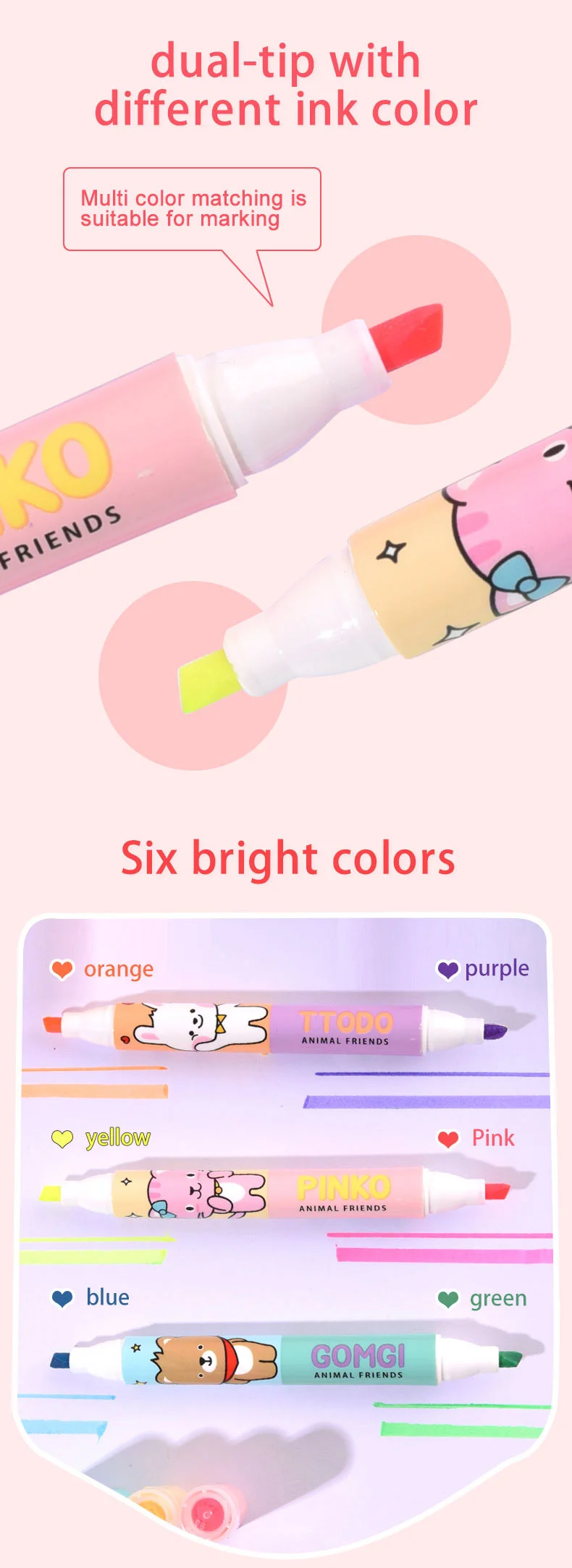 Wholesale Dual Tip Highlighter With Stamps-Greenwill