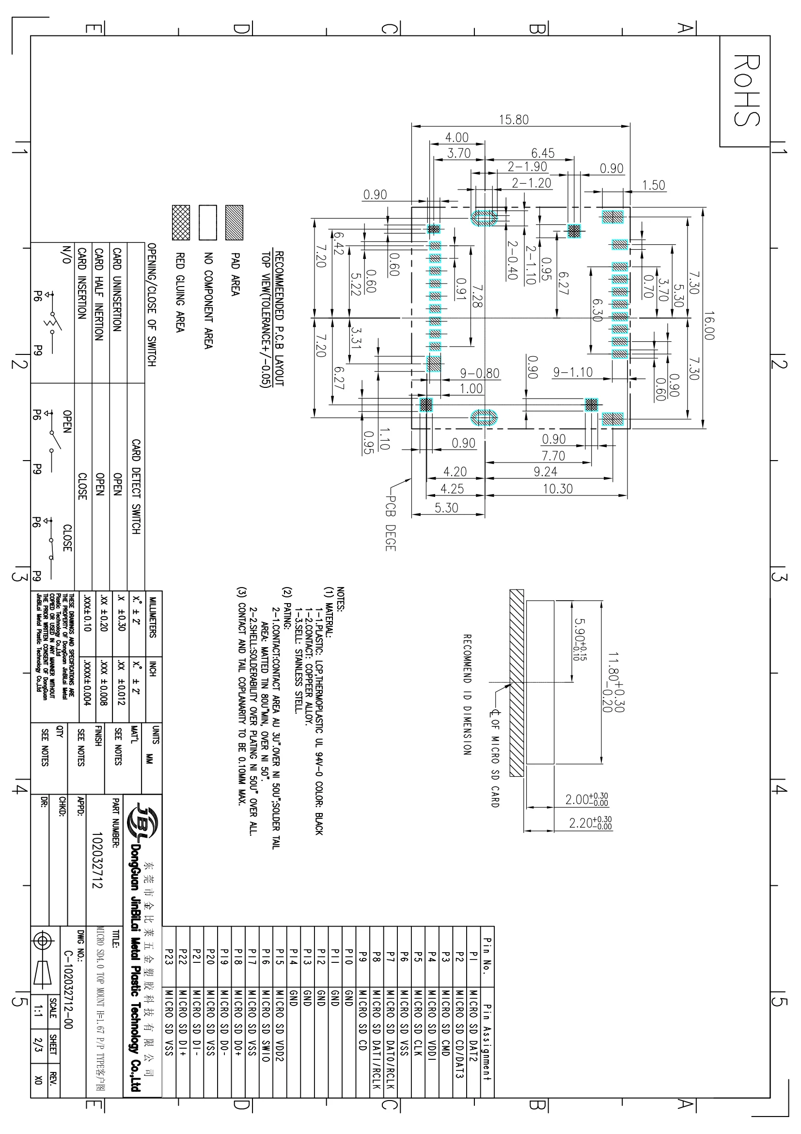 Micro Sd4.0 push push socket connector