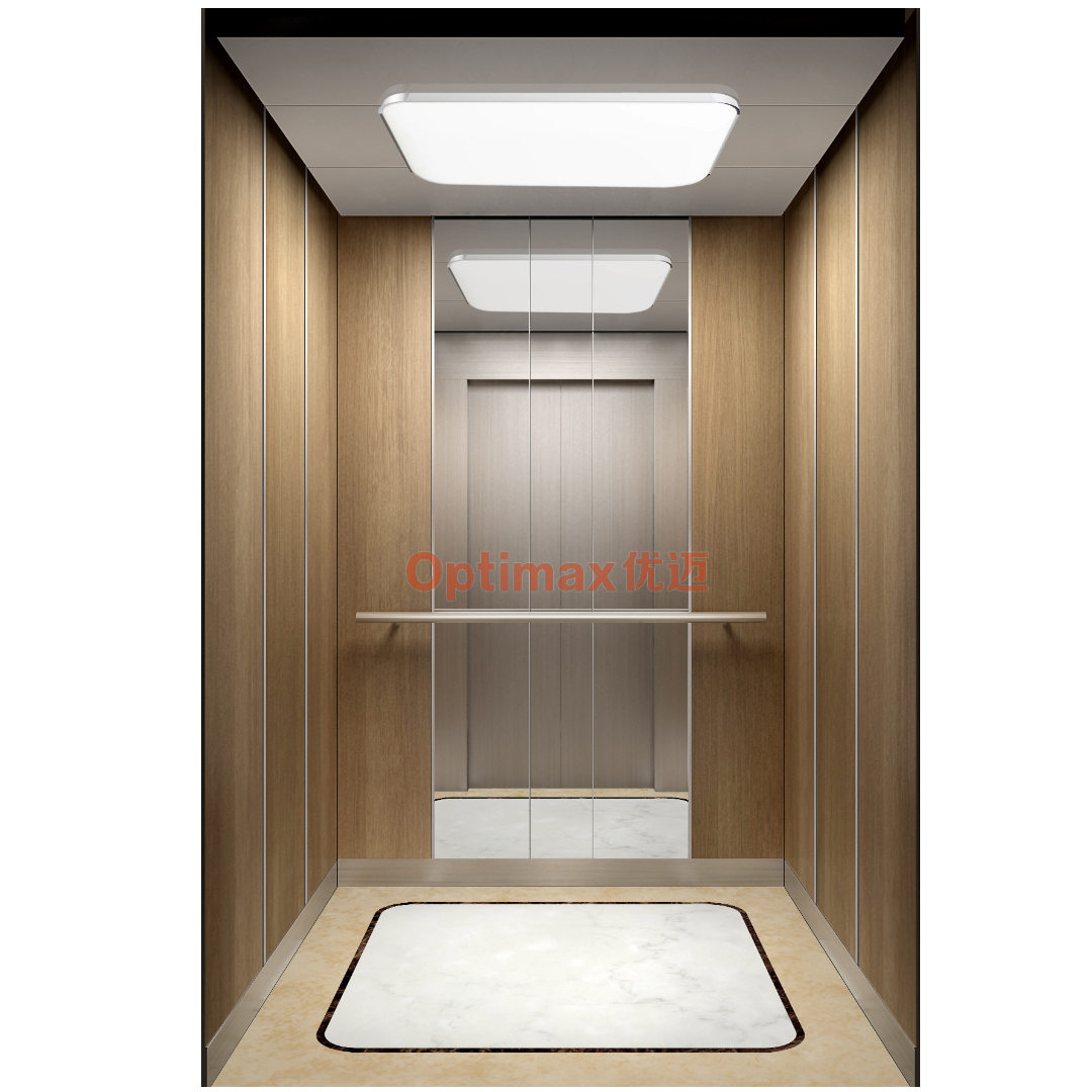 Simple Elegant Passenger Elevator Cabin Design Seller-Wood Veneer-Optimax