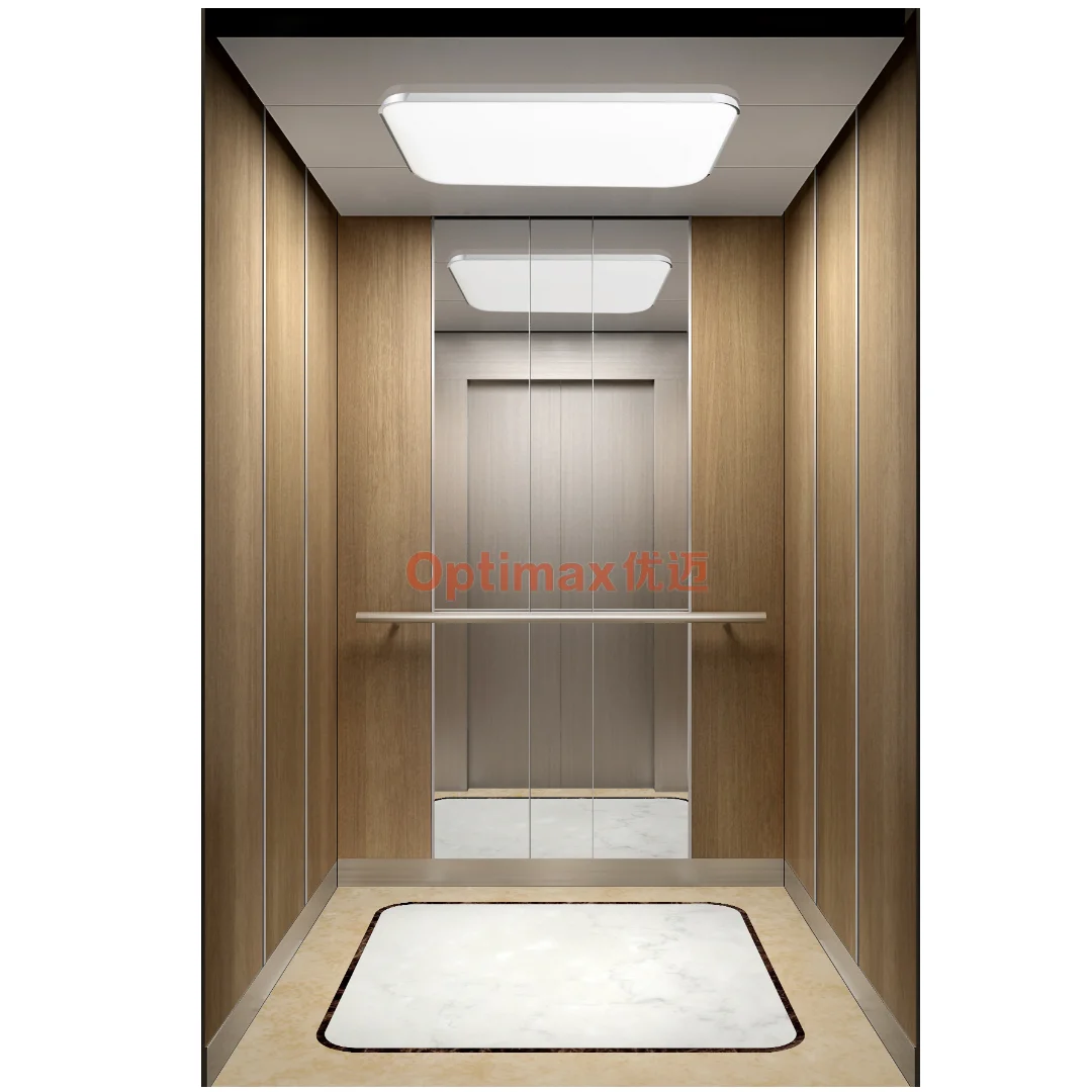 Simple Elegant Passenger Elevator Cabin Design Seller-Wood Veneer-Optimax
