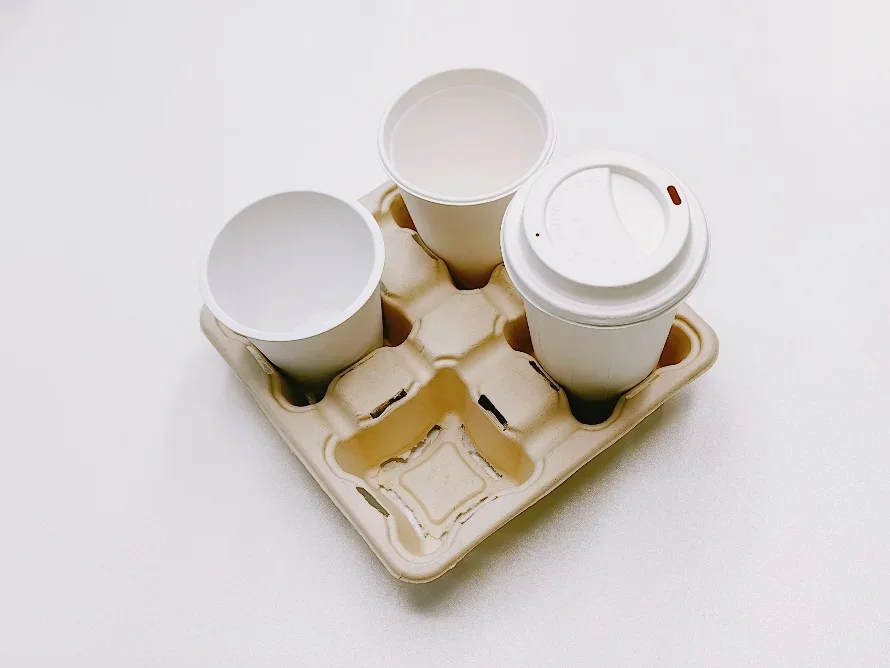Eco-Friendly Practical Pulp Molded Wet-Pressed Four-Cup Holder