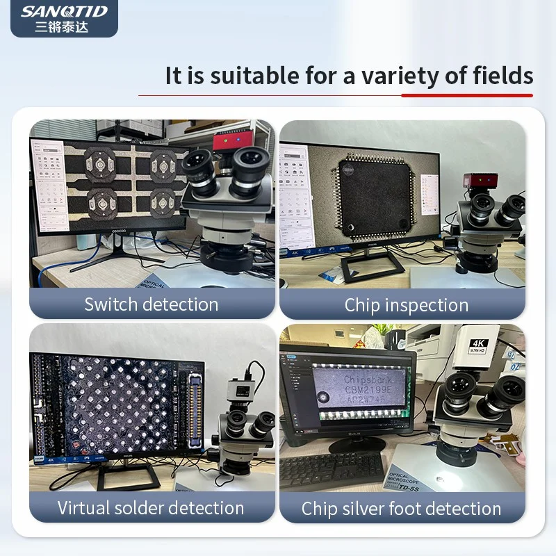 SANQTID-5S continuous zoom stereo 4K dual output microscope