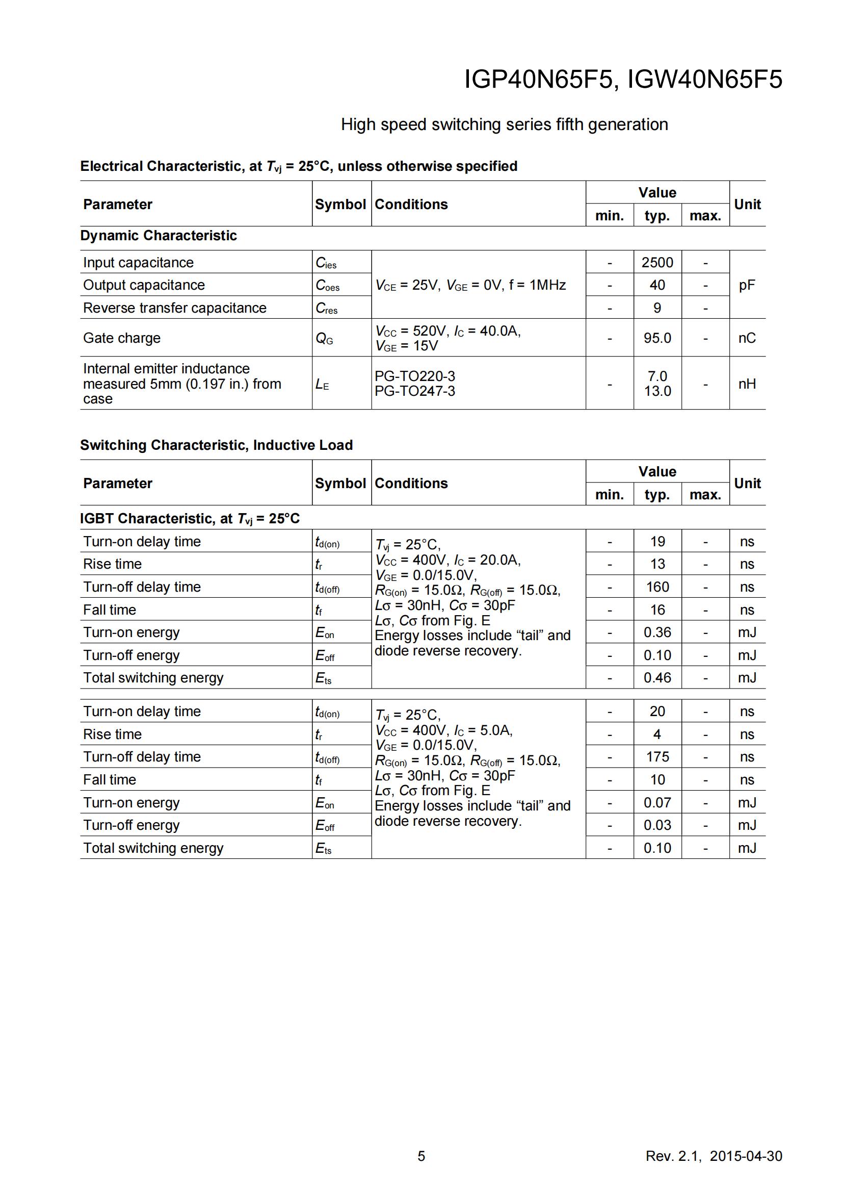 IGW40N65F5_深圳市南科功率半导体有限公司