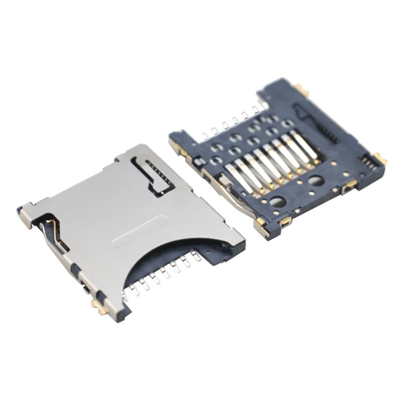 8 pin TF card connector Lift the cover type H1.8mm micro SD card socket ...