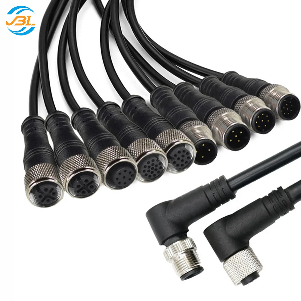 Custom waterproof m8 M12 Cable Connector Sensor Wire 2 3 4 5 6 8-core connector