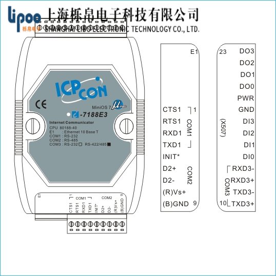 泓格科技_ICPDAS_ICPCON_I-7188E3_可编程串口转以太网模块_大陆区总代理商_上海栎帛电子科技有限公司